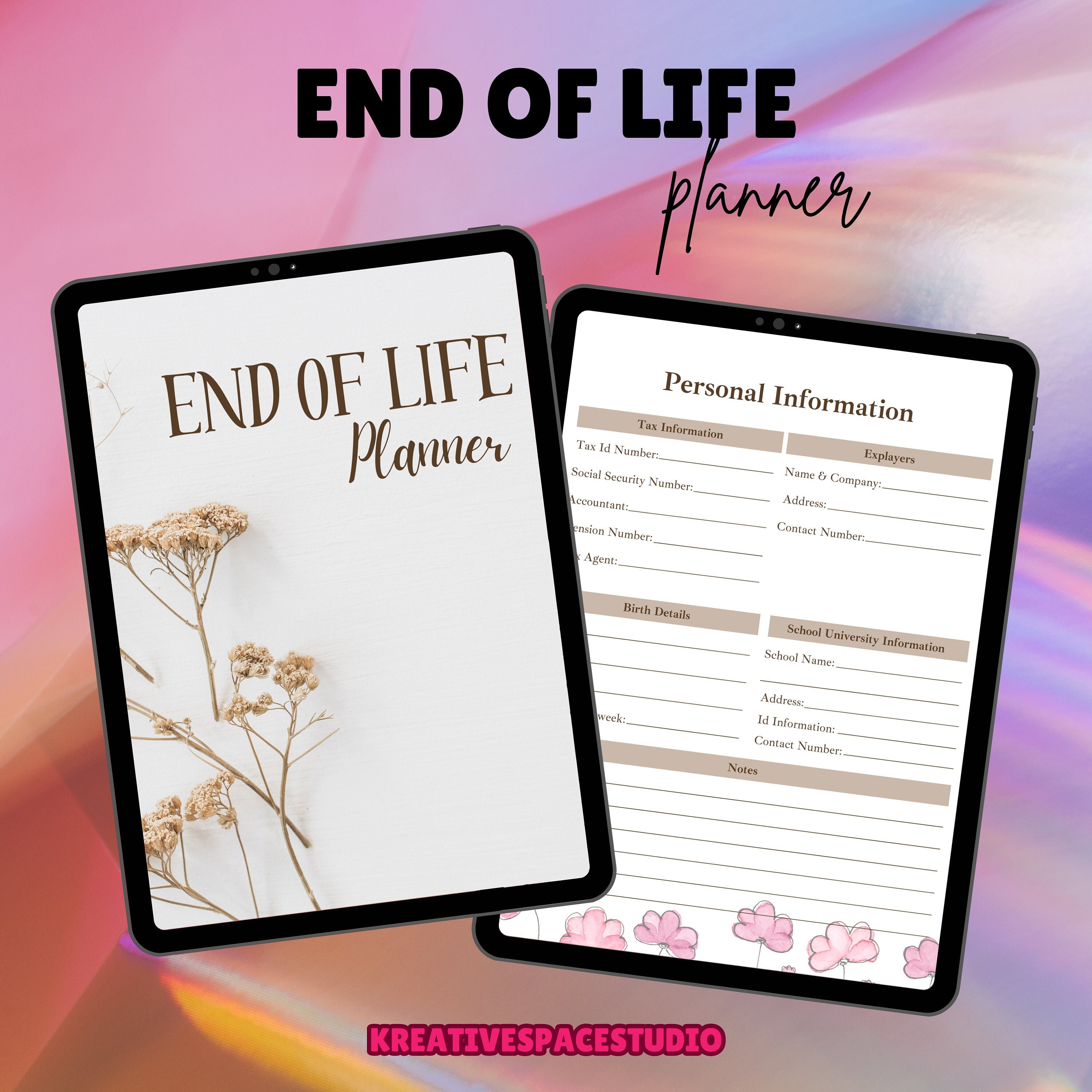 End of Life Planner, Last Wishes Notebook, Estate Plan, Living Will ...