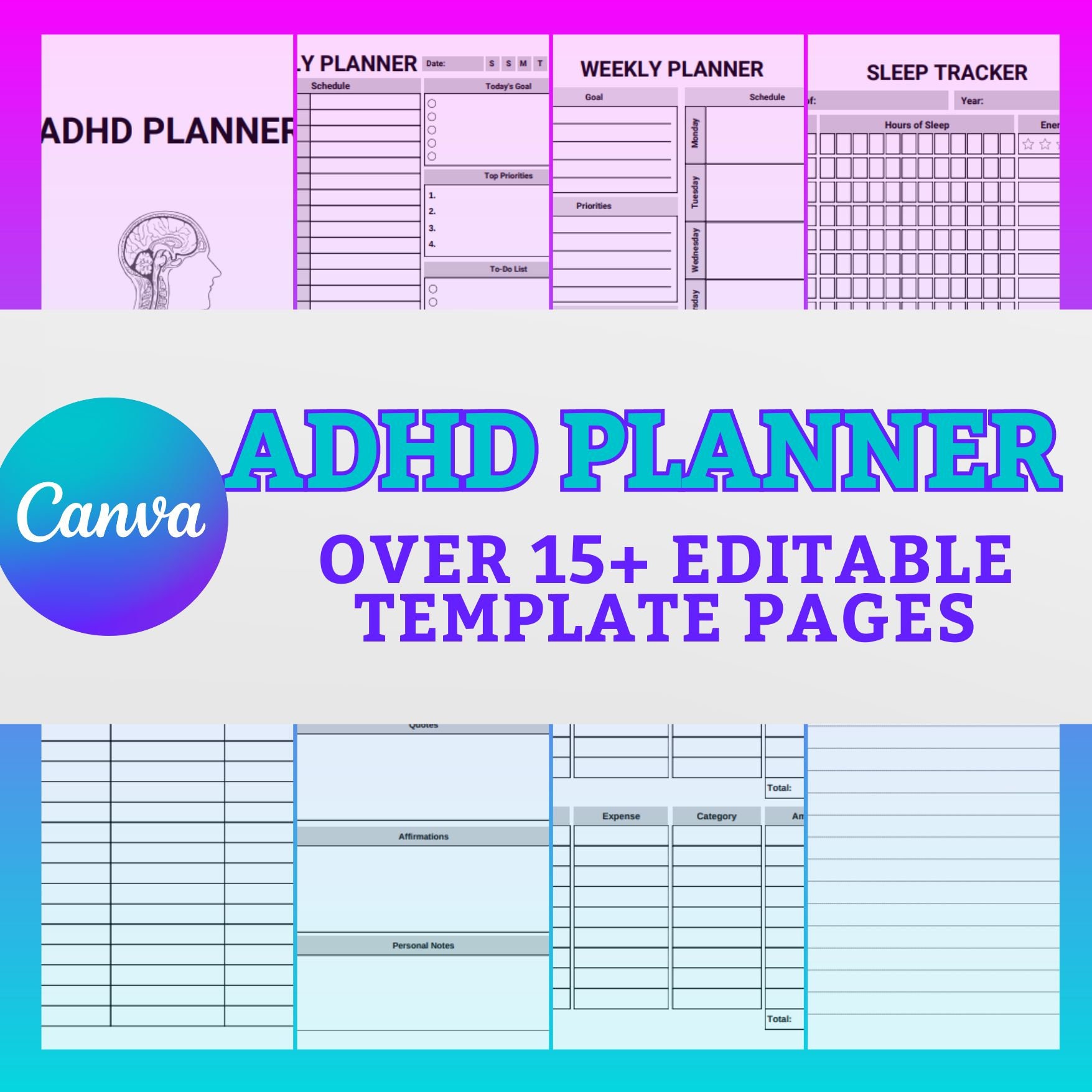 100 Editable Canva Planner and Journal Templates, Amazon KDP Interior ...