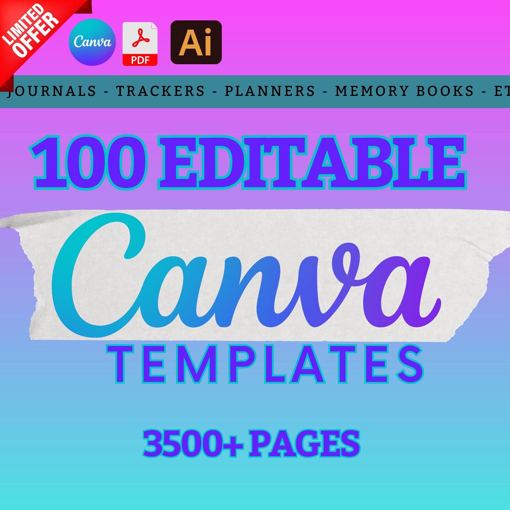 100 Editable Canva Planner and Journal Templates, Amazon KDP Interior ...
