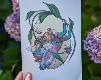 Dryad Love Pencil Art Print, Fae Art, Creature Art, Fantasy Art, Nature ...