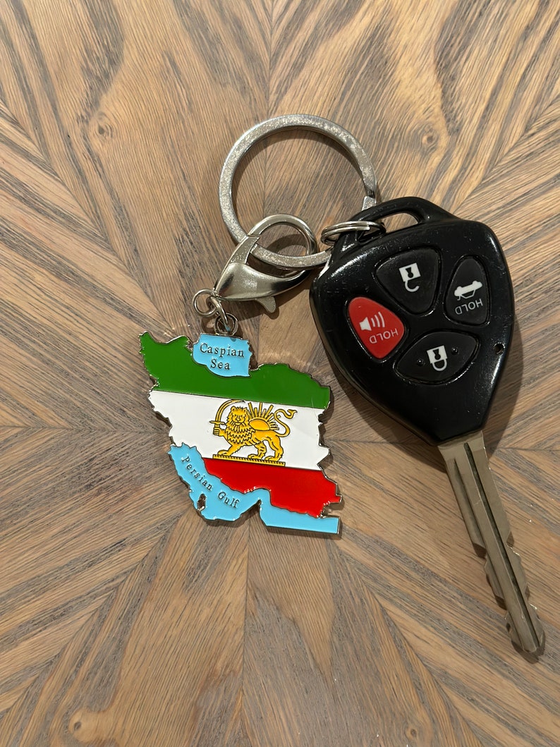 Iran Flag Keychain - Iran Keychain - Shir O Khorshid - Enamel - Etsy