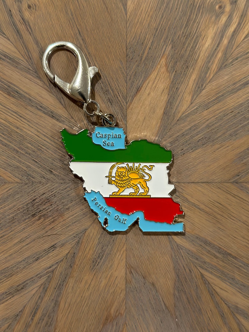 Iran Flag Keychain - Iran Keychain - Shir O Khorshid - Enamel - Etsy