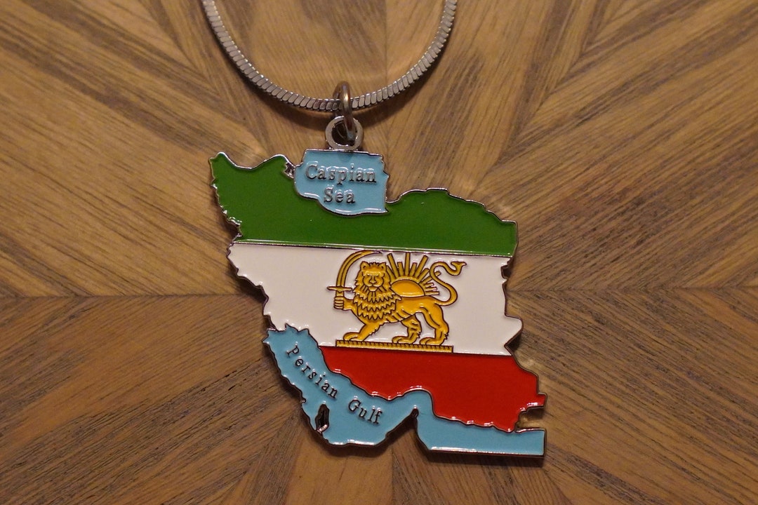 Iran Flag Necklace Pendant - Iran Necklace - Shir O Khorshid - Enamel ...