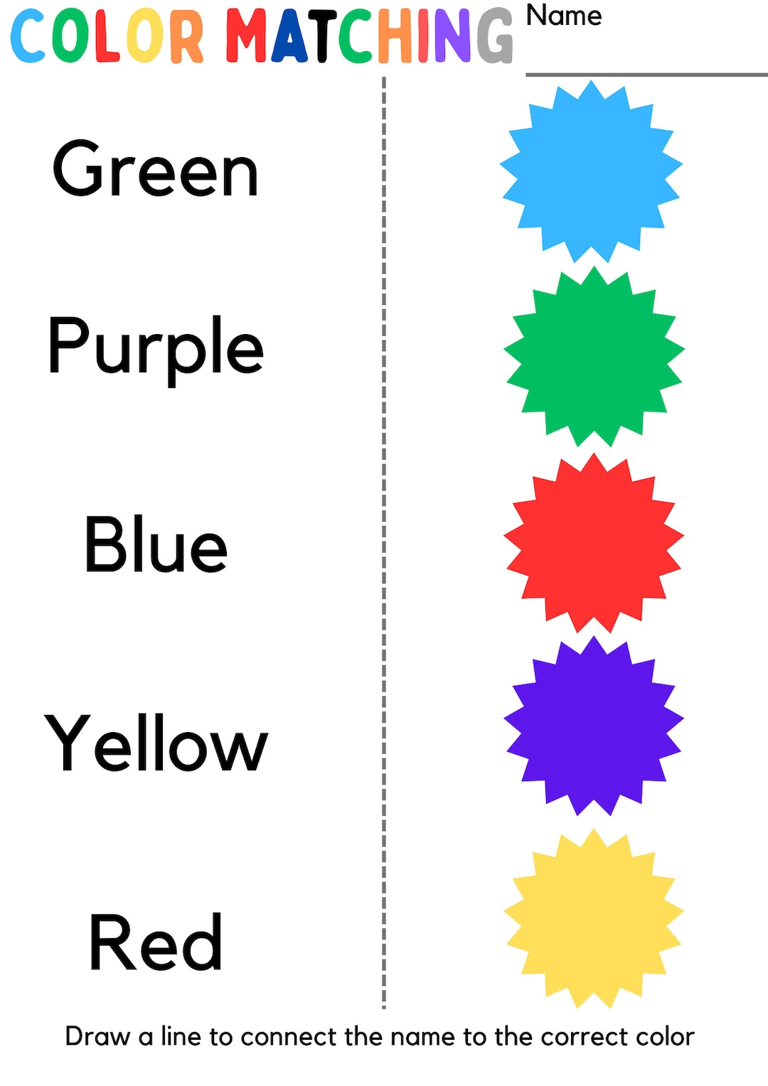 Matching Colors and Numbers - Etsy