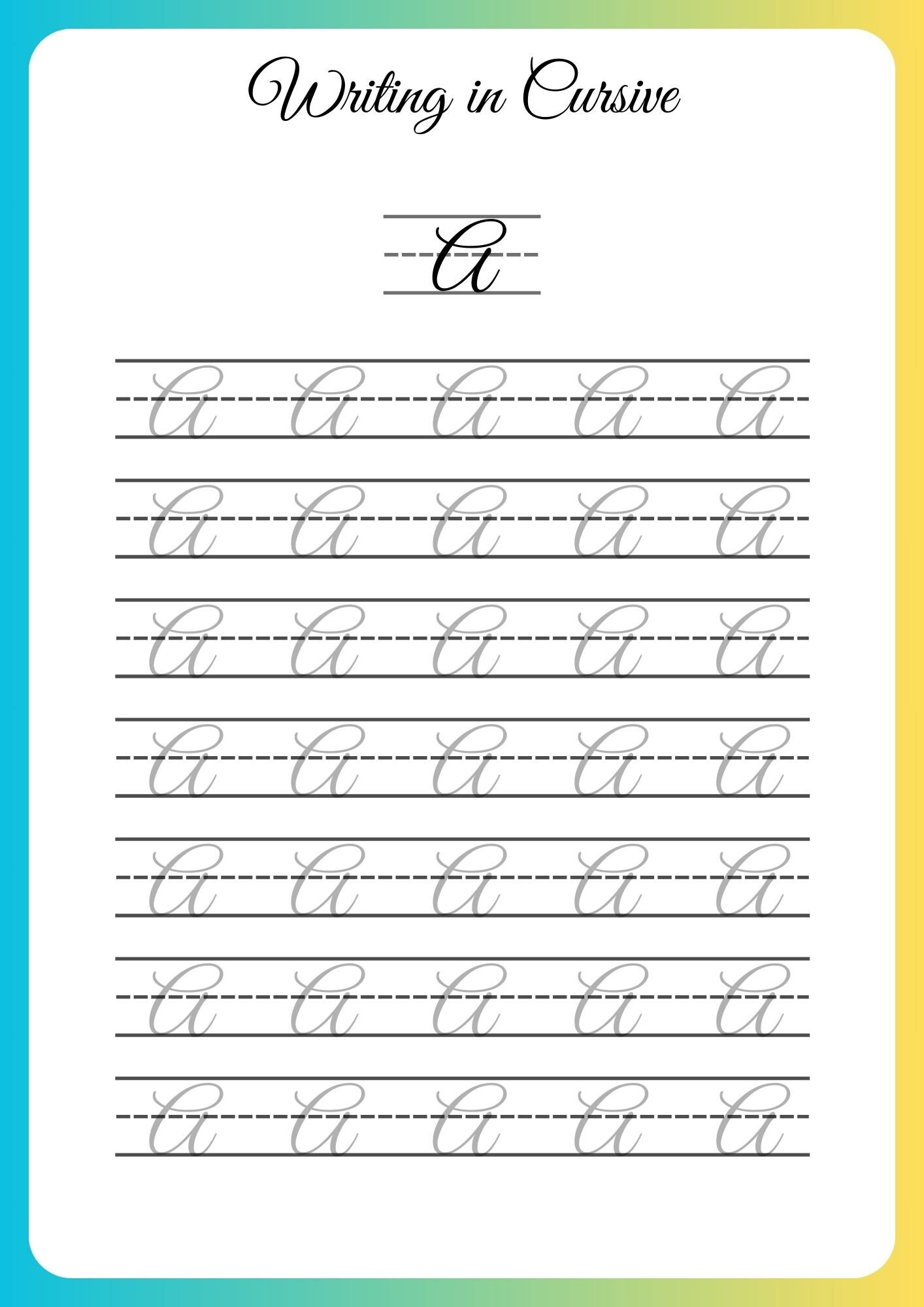 Educational Cursive Handwriting Worksheets - Etsy