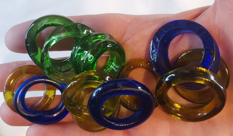 DIY J185 Recycled Glass Rings From Bottles, Add Beads, Shells, Bells ...