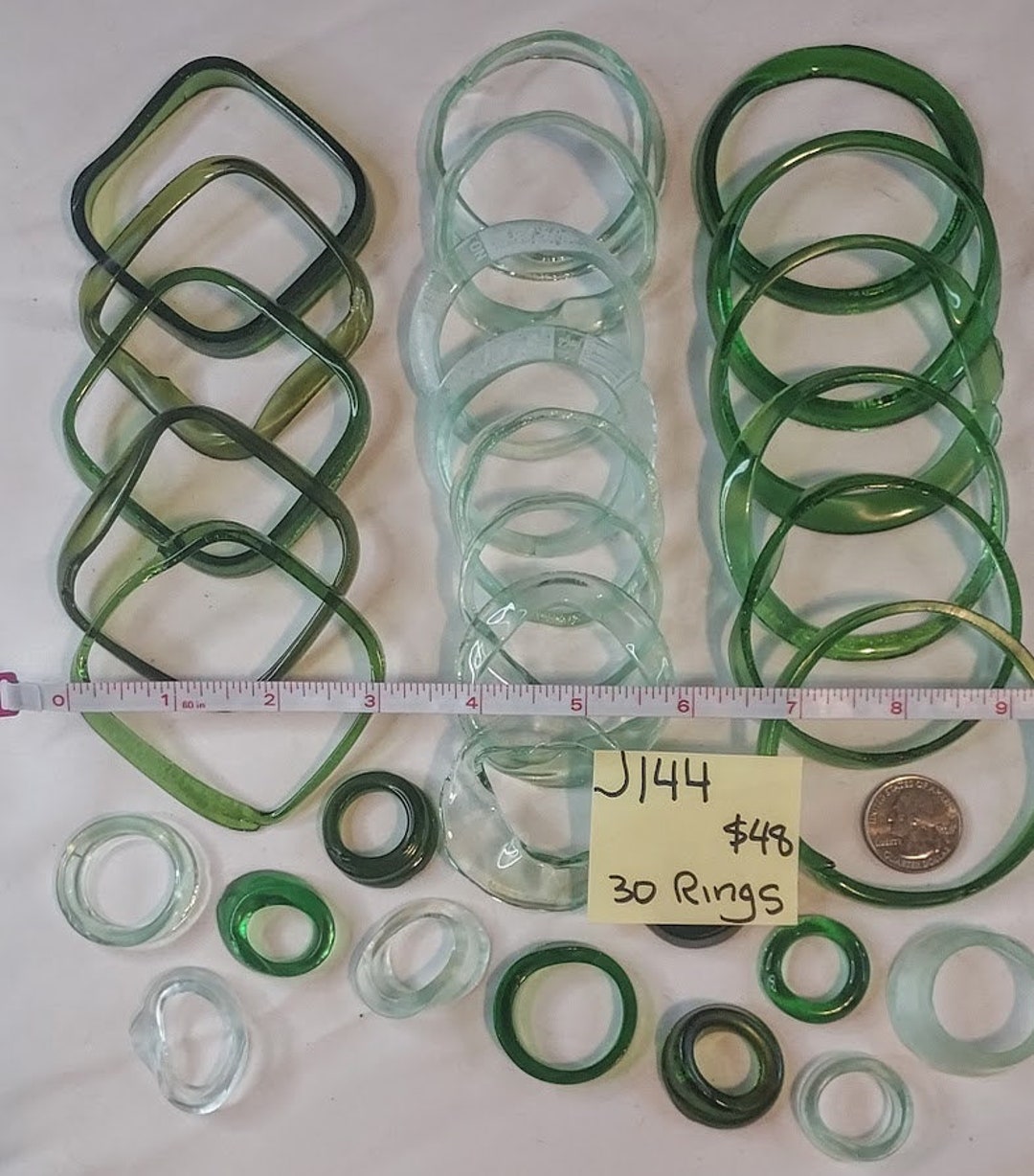 DIY J144 Recycled Glass Rings From Bottles, Add Beads, Shells, Bells ...