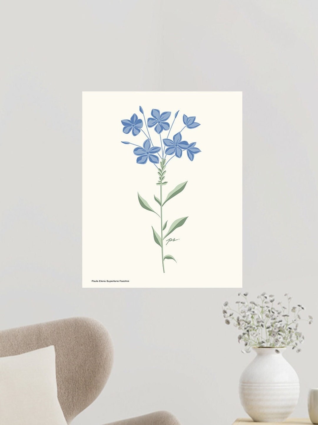Handmade Flower Poster, Aesthetic Flower Decor, Floral Poster, Digital ...