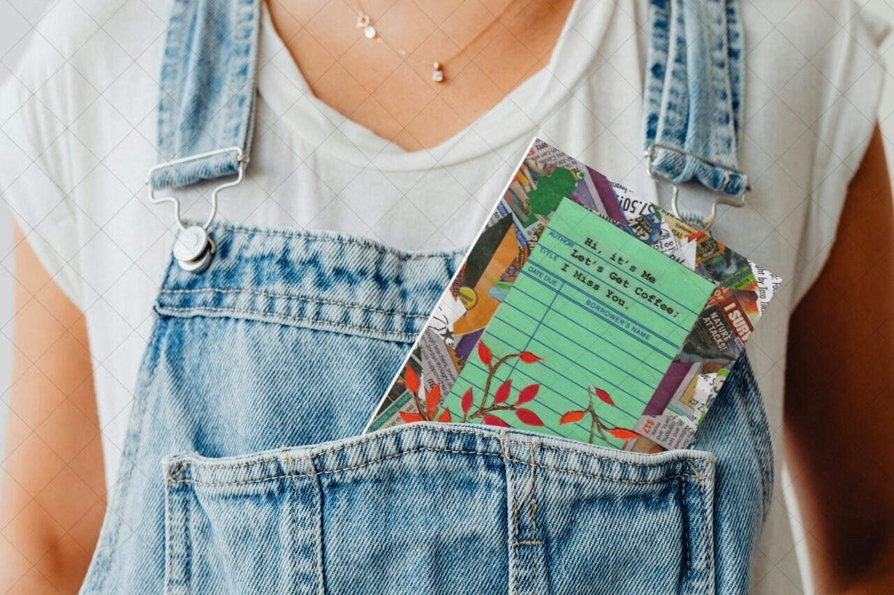 Library Themed Greeting Card, Friendship, Collage, Handmade, Book Art ...