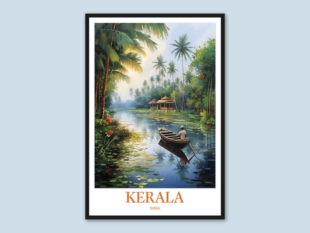 Kerala Print Kerala Palm Lined Backwater Poster Kerala Wall Art Kerala ...