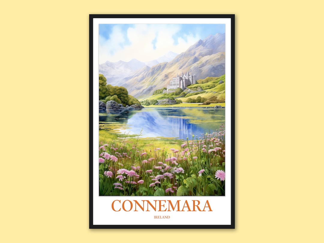 Connemara Ireland Travel Poster: Kylemore Abbey Wall Art - Etsy
