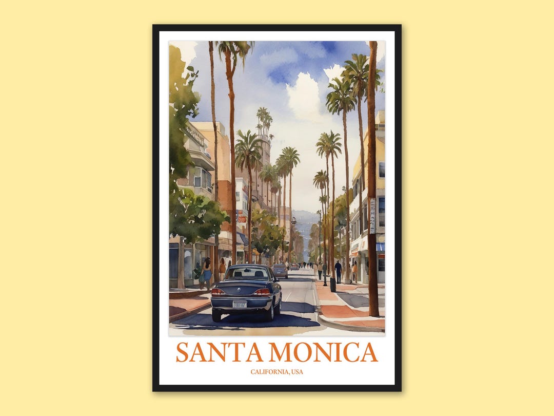 Santa Monica Travel Poster: California Wall Art Print - Etsy