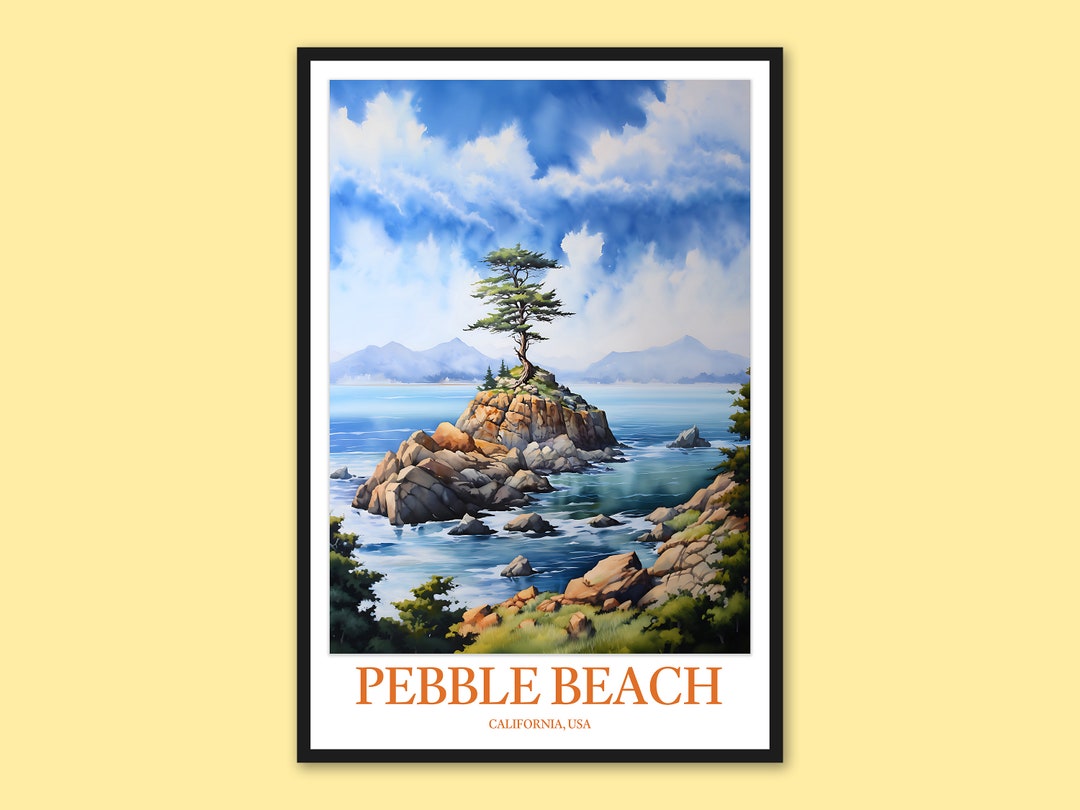 Pebble Beach Lone Cypress Tree Art Print: California Travel Poster - Etsy