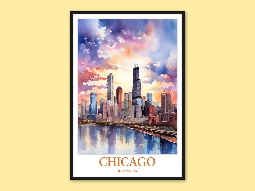 Chicago Poster Chicago Wall Art Chicago Print Art Chicago Wall Decor ...