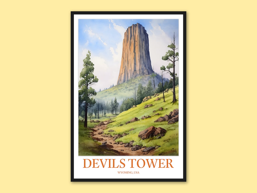 Devils Tower Poster Devils Tower Wall Art Devils Tower Print Art Devils ...
