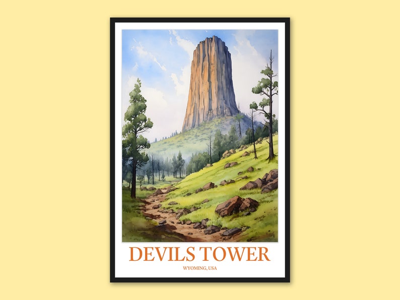 Devils Tower Poster Devils Tower Wall Art Devils Tower Print Art Devils ...