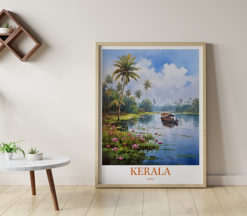 Kerala Poster Kerala Print Kerala Wall Art Kerala Palmlined Backwater ...