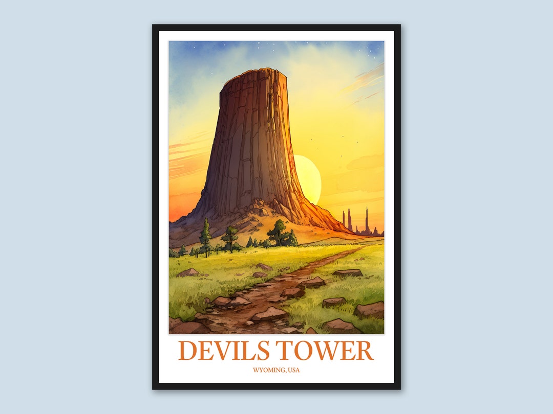 Devils Tower Print Art Devils Tower Poster Devils Tower Wall - Etsy