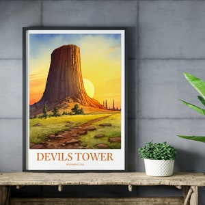 Devils Tower Print Art Devils Tower Poster Devils Tower Wall Art Devils ...