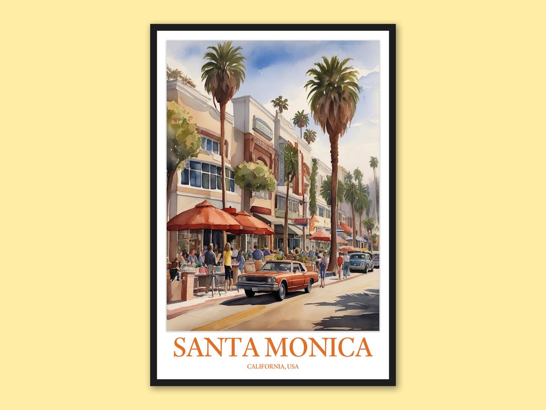 Santa Monica Poster Santa Monica Travel Print Wall Art Santa Monica ...