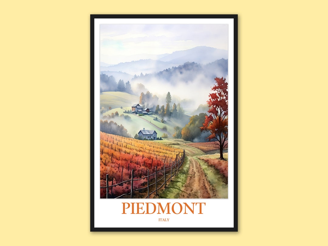 Piedmont Italy Travel Print: Vineyard Landscape Wall Art - Etsy