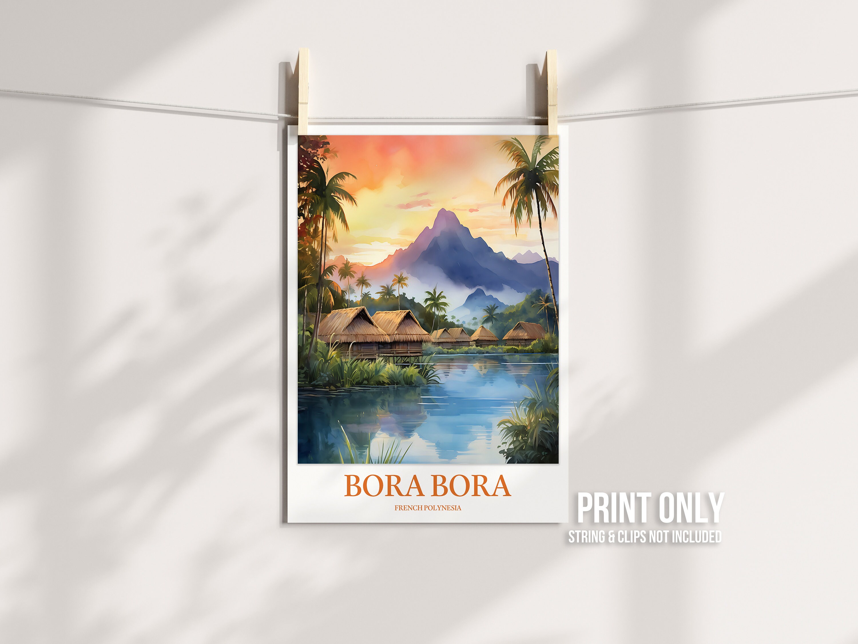 Bora Bora Poster French Polynesia Poster Bora Bora Bungalow - Etsy