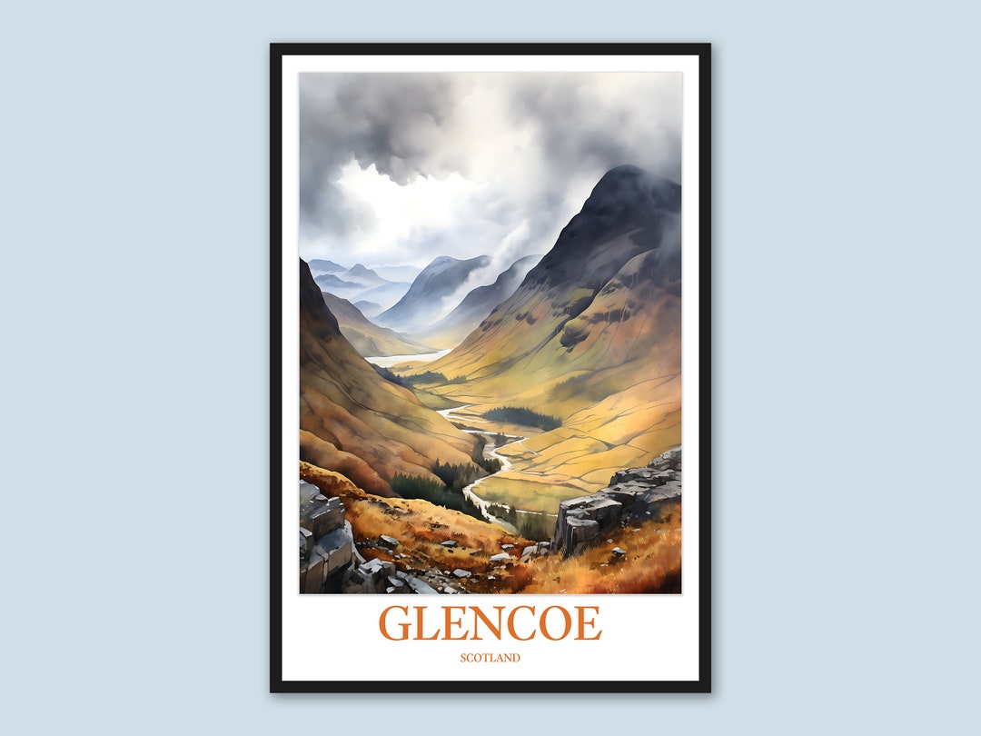 Glencoe Print Glencoe Poster Glencoe Valley Wall Art Scottish Highlands ...