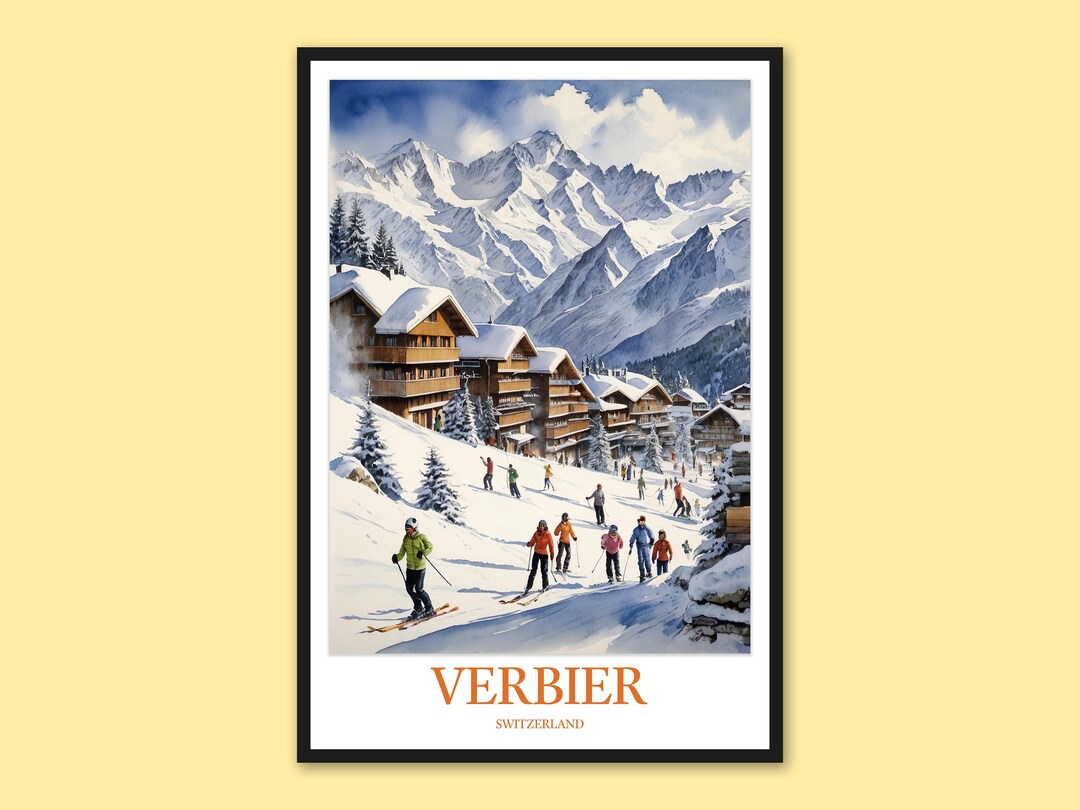Verbier Skiing Print: Swiss Alps Travel Poster - Etsy