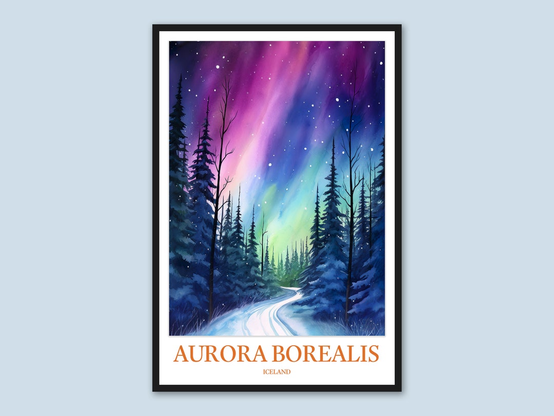 Aurora Borealis Poster Northern Lights Wall Art Aurora - Etsy