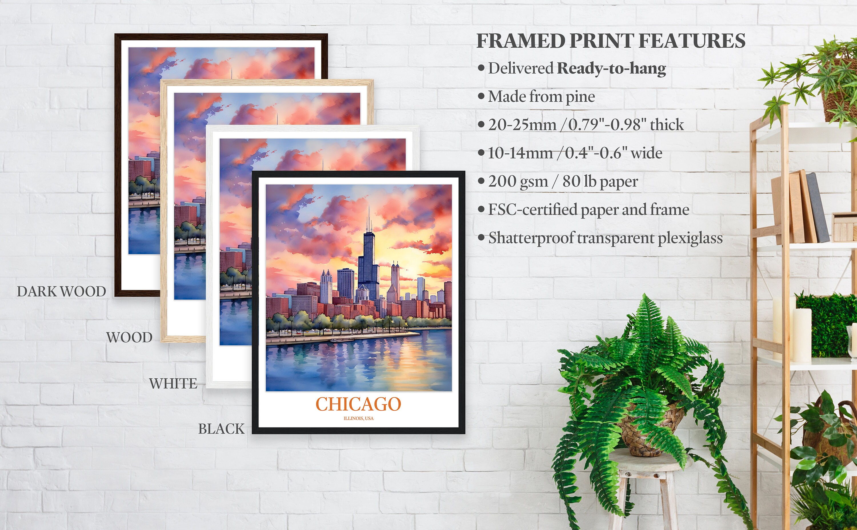 Chicago Wall Art Chicago Poster Chicago Print Art Chicago Wall Decor ...