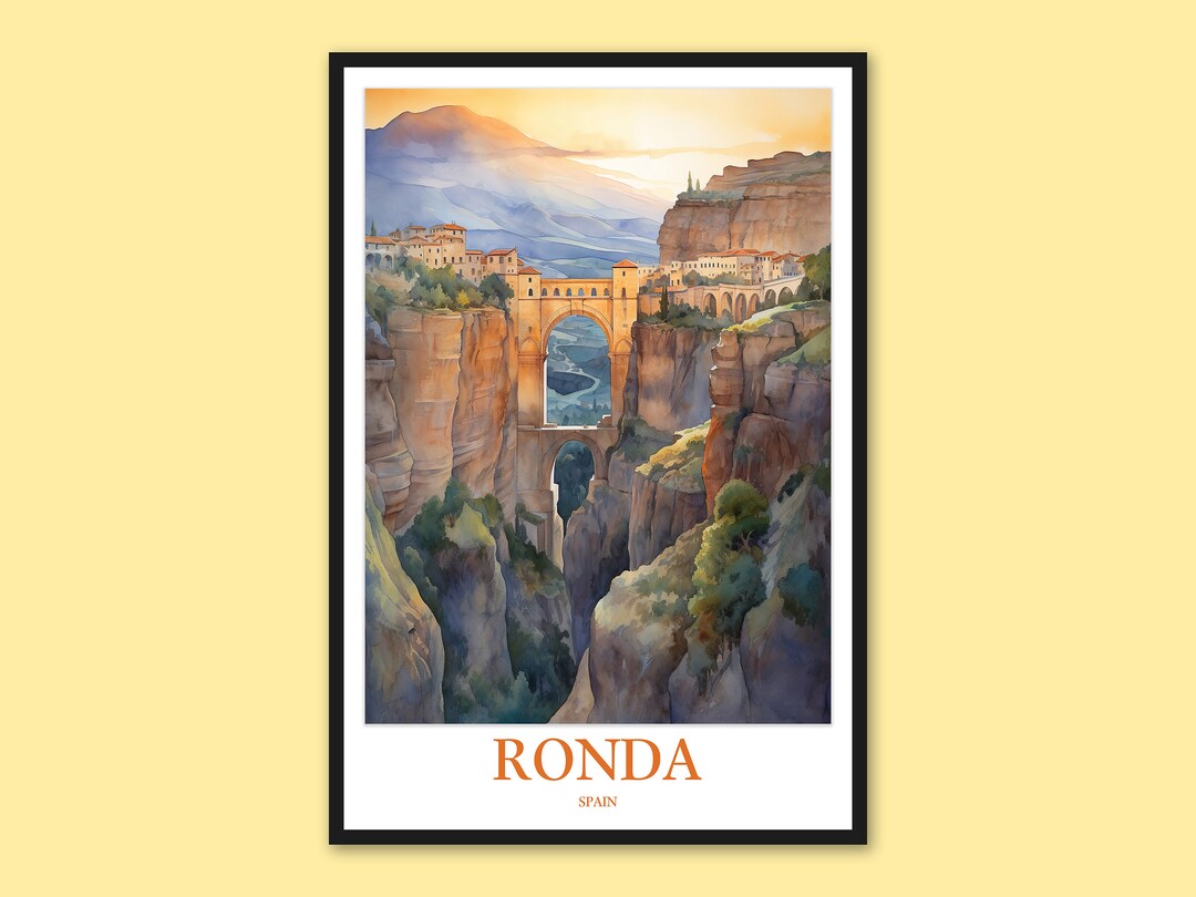 Ronda Spain Travel Poster: Puente Nuevo Bridge Wall Art - Etsy