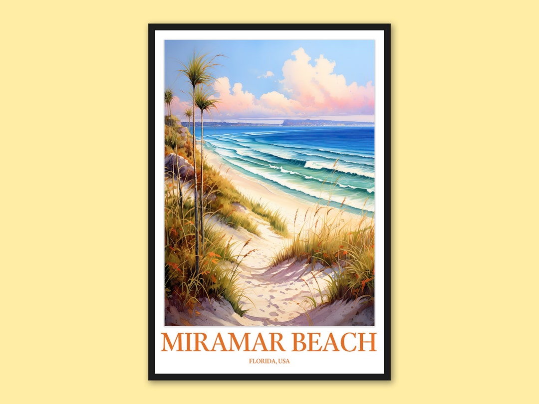 Miramar Beach Travel Poster: Florida Coastal Wall Art - Etsy