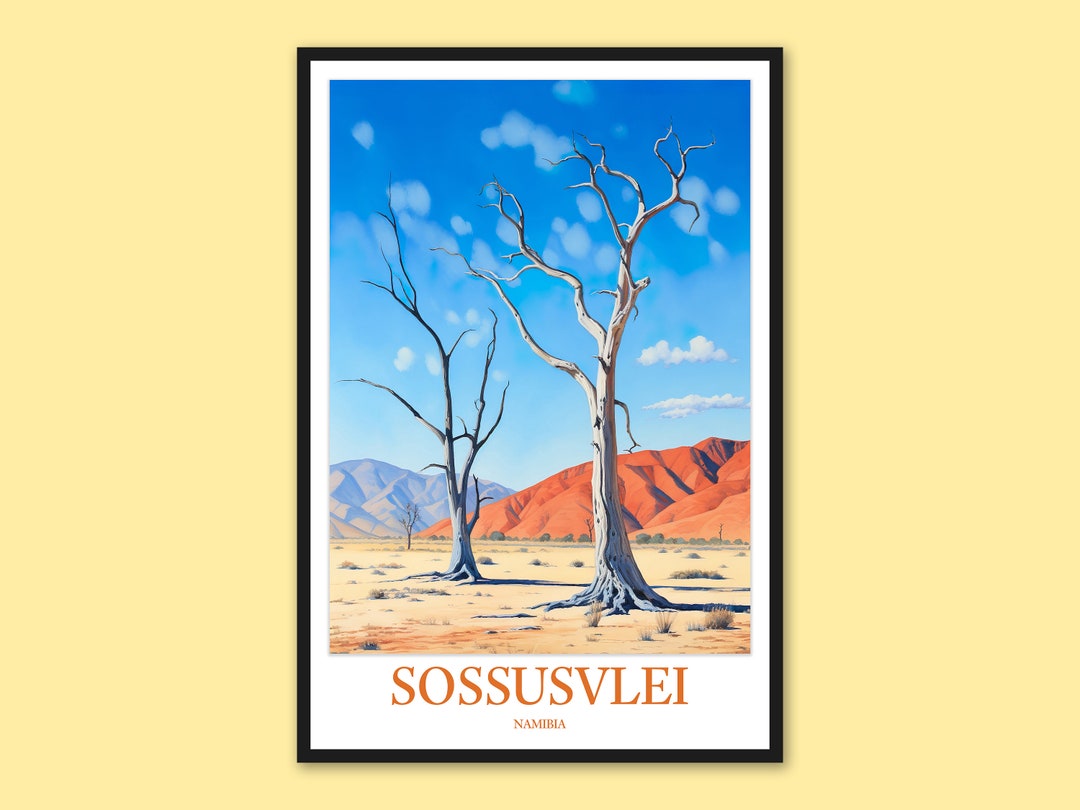 Sossusvlei Namibia Travel Poster: Desert Landscape Wall Art - Etsy