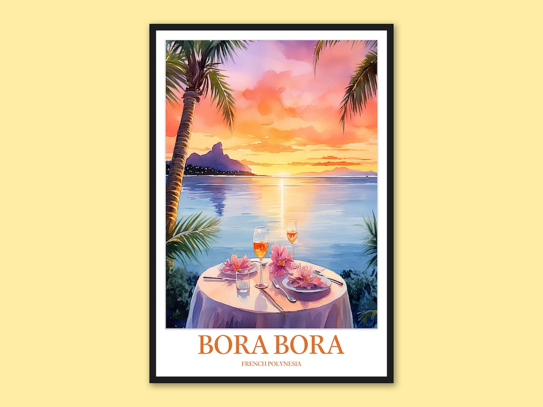Bora Bora Poster Bora Bora Bungalow Print Art French Polynesia Poster ...