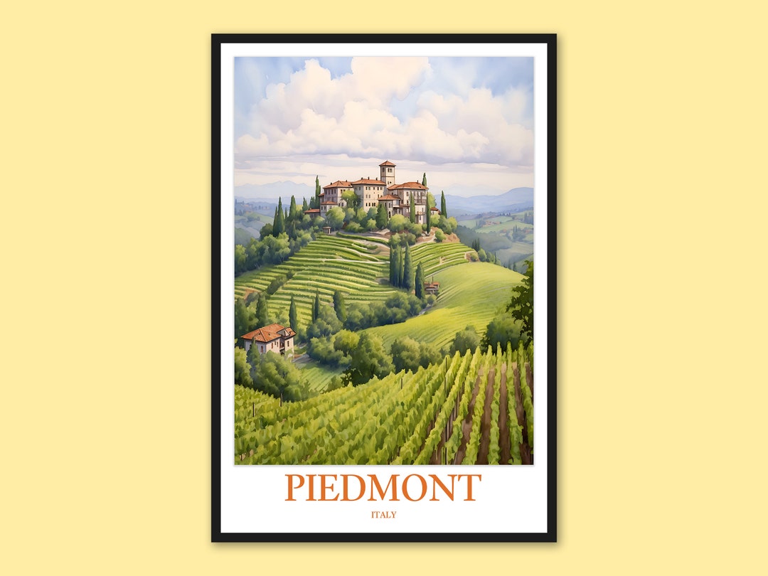 Piedmont Italy Travel Poster: Vineyard Wall Art - Etsy