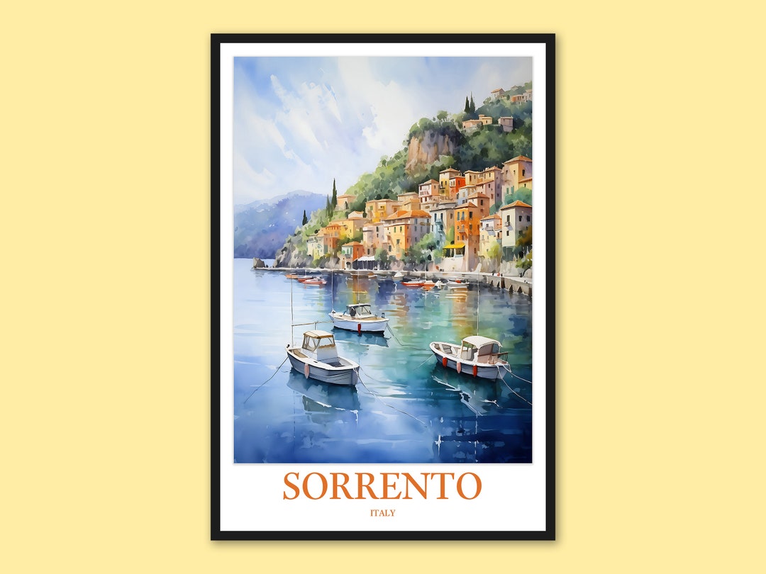 Sorrento Italy Travel Poster: Mediterranean Sea Art Print - Etsy