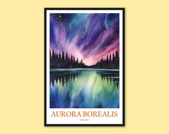 Aurora Borealis Poster, Northern Lights Poster, Wall Decor, Home Decor ...
