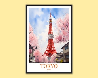 Tokyo Skytree Art Print: Japan Travel Poster, Sunset Cityscape (digital ...