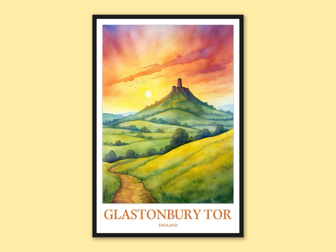 Glastonbury Tor Poster Glastonbury Tor Wall Art Glastonbury Tor Print ...