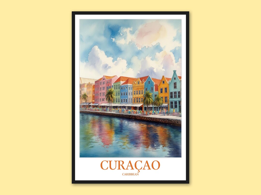 Curaçao Travel Poster: Handelskade Caribbean Wall Art - Etsy