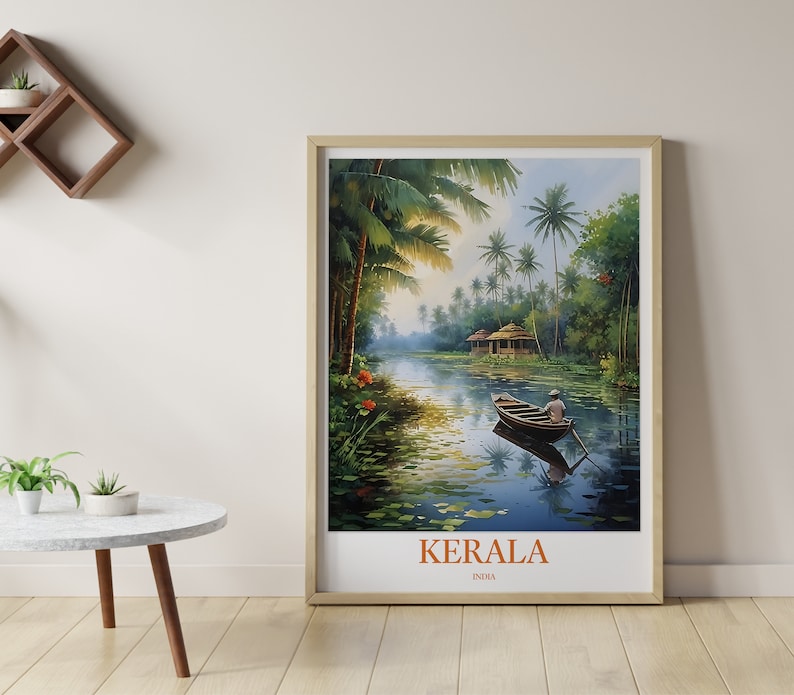 Kerala Print Kerala Palm Lined Backwater Poster Kerala Wall Art Kerala ...