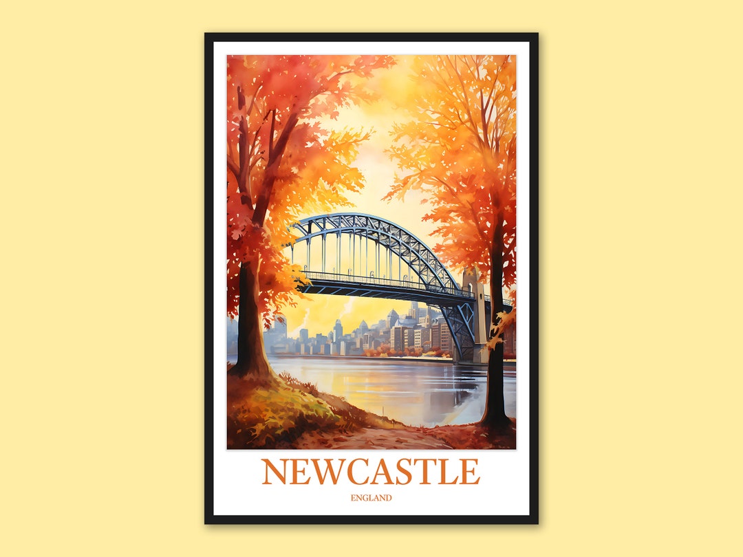 Newcastle Poster Newcastle Tyne Bridge Wall Art Newcastle Autumn Print ...