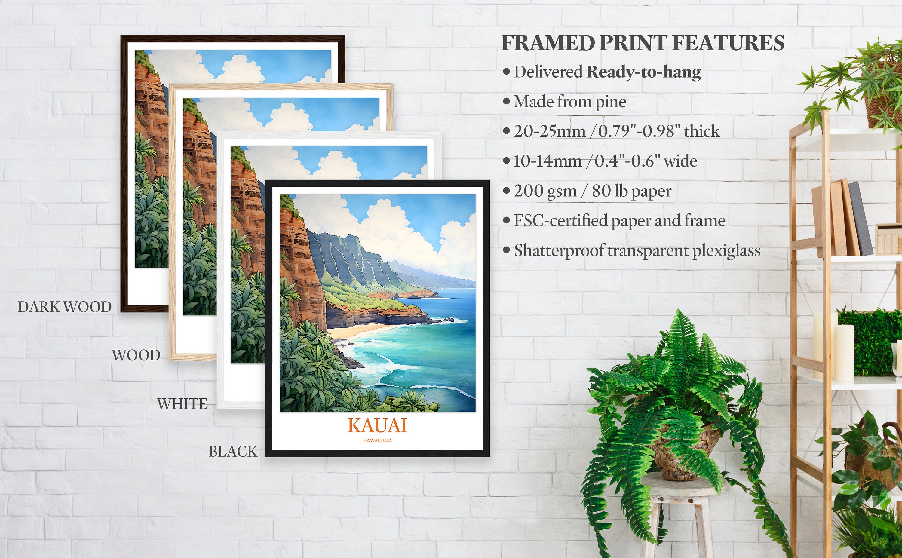 Kauai Poster Kauai Wall Art Kauai Island Print Art Kauai Na Pali Coast ...