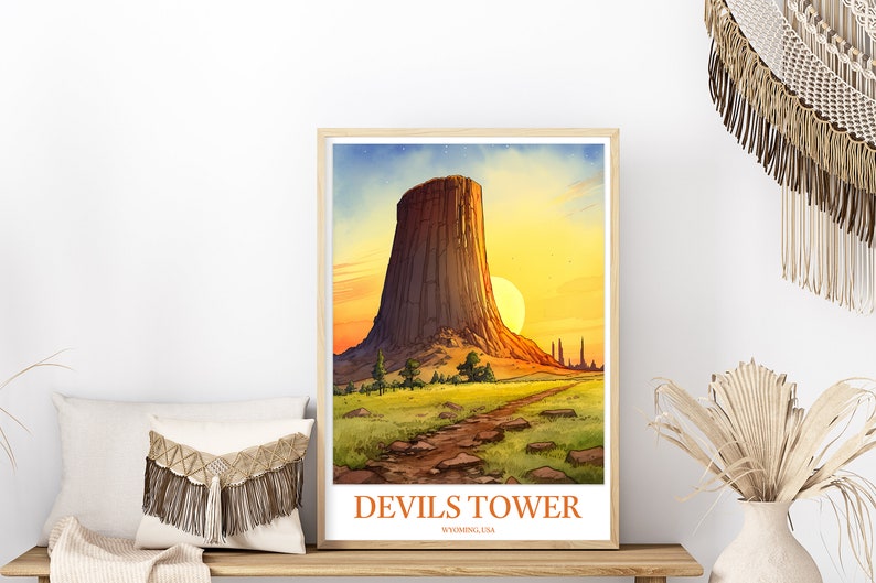 Devils Tower Print Art Devils Tower Poster Devils Tower Wall Art Devils Tower Wall Decor Devils ...