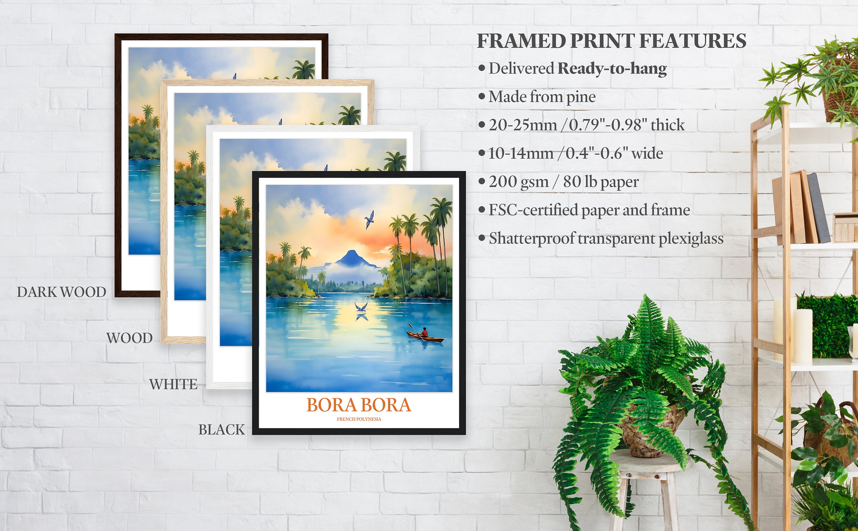 Bora Bora Poster French Polynesia Poster Bora Bora Bungalow Print Art ...