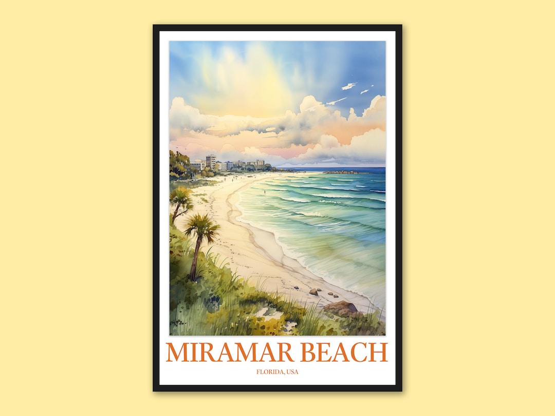 Miramar Beach Travel Poster: Florida Coastal Art Print - Etsy