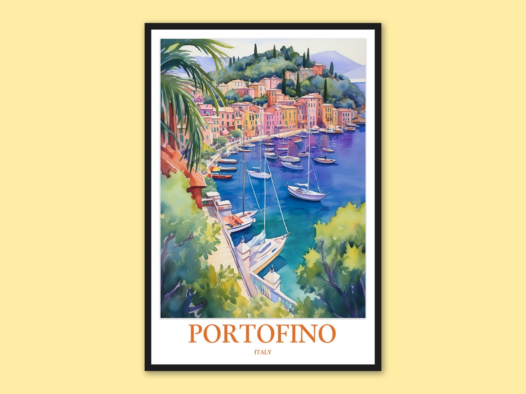 Portofino Italy Travel Poster: Coastal Wall Art Print - Etsy