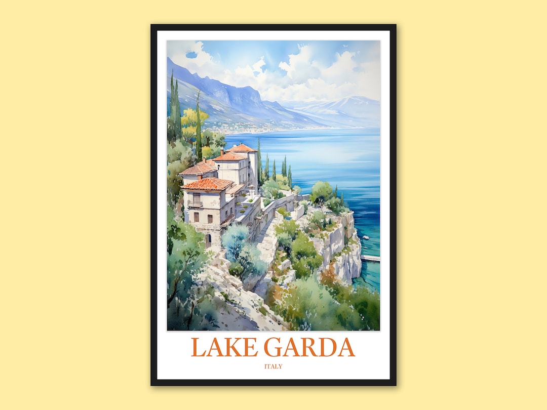 Lake Garda Travel Poster: Italy Wall Art - Etsy