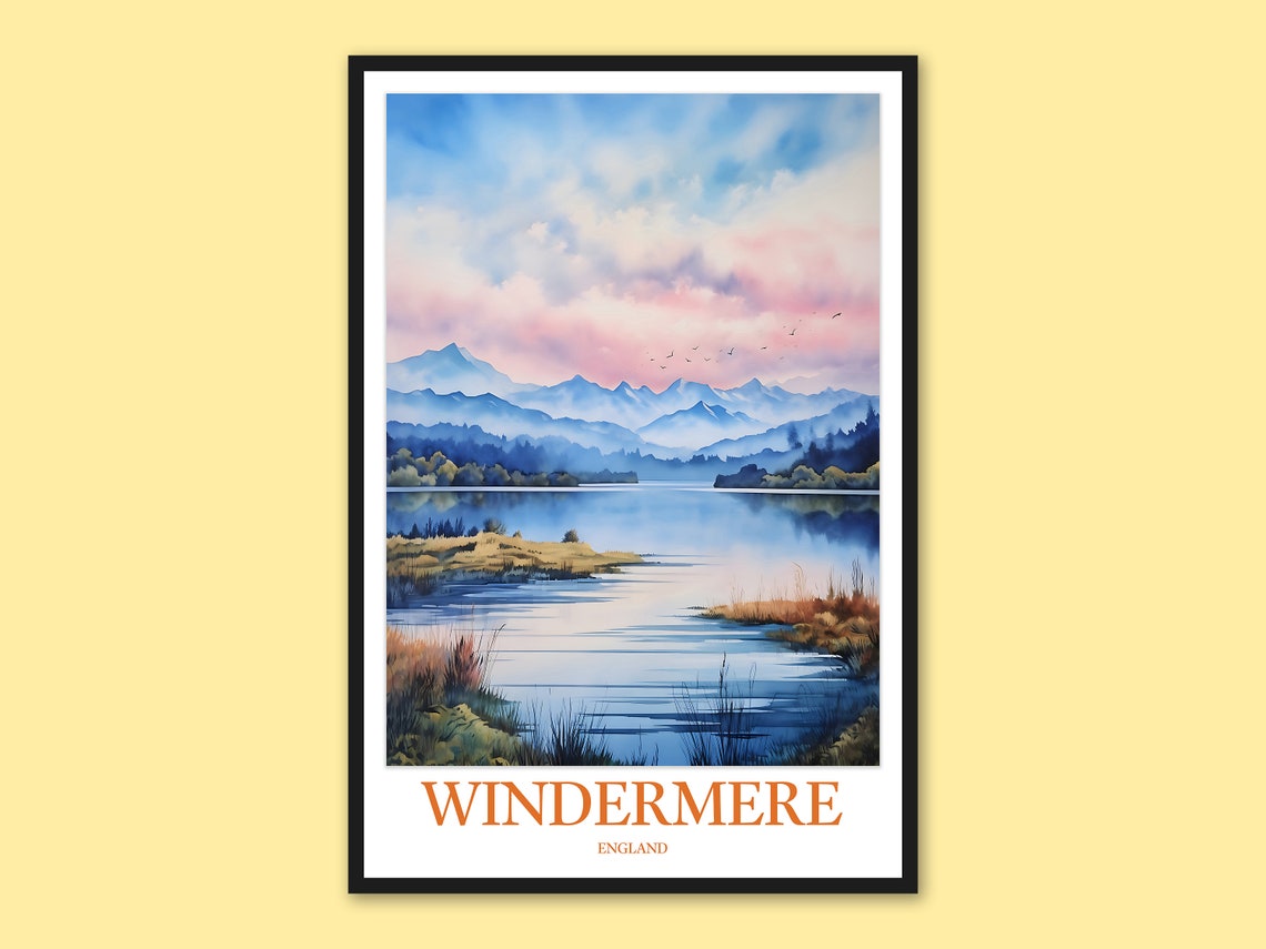 Windermere Travel Poster: England Wall Art Print - Etsy