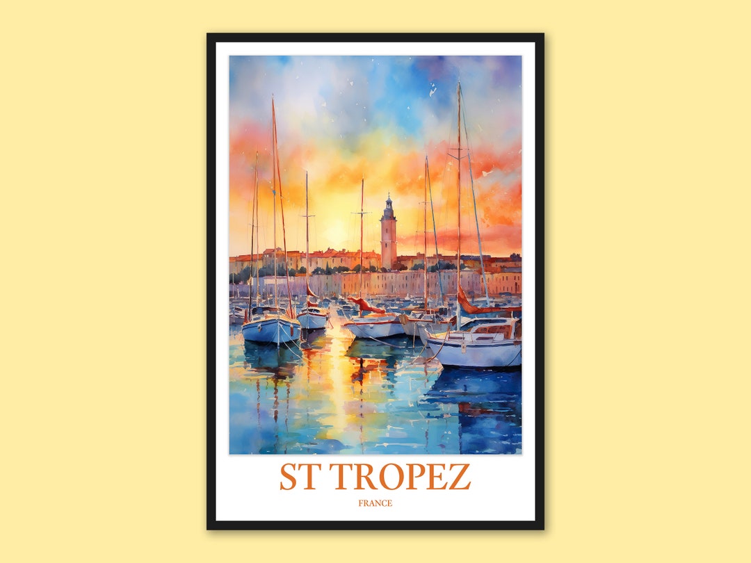 St Tropez Poster St Tropez Wall Art St Tropez Print Art St Tropez Wall Decor St Tropez Travel ...